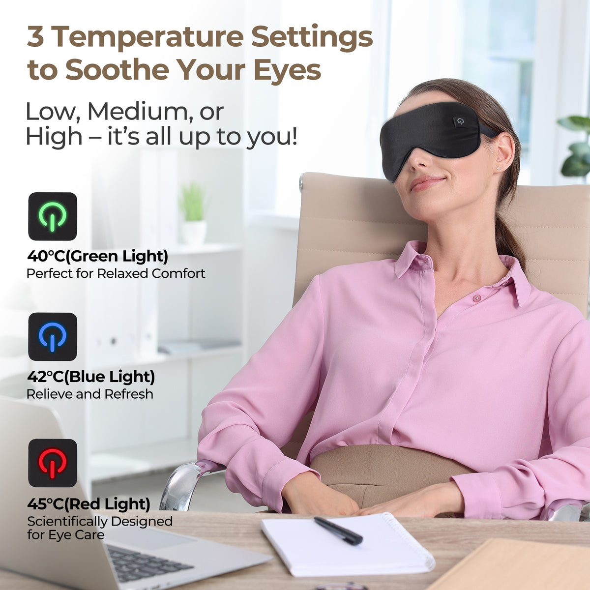 Ouwald Eye Mask, Cordless Heated Eye Mask for Dry Eyes, Blepharitis, Relax Eye Strain, Electric ...