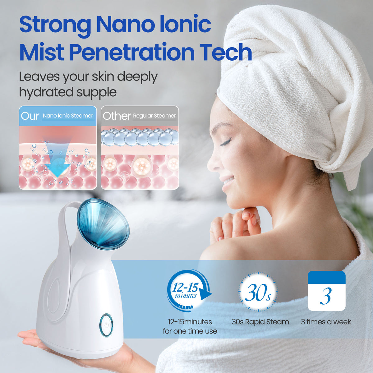 Ouwald Facial Steamer - Nano Ionic Face Steamer for Home Facial Spa ...