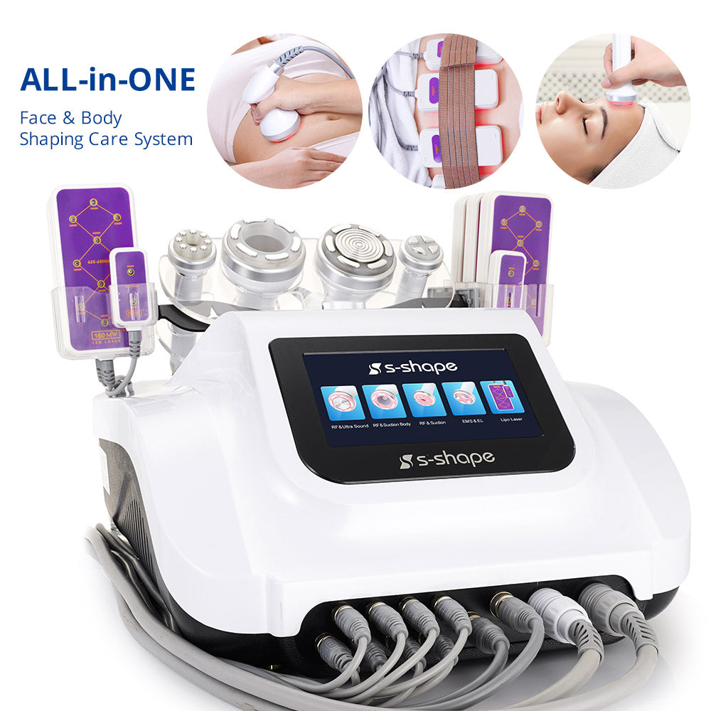 6 in 1 S Shape 30K Cavitation RF EMS Vacuum Body Face Care Cavitation ...
